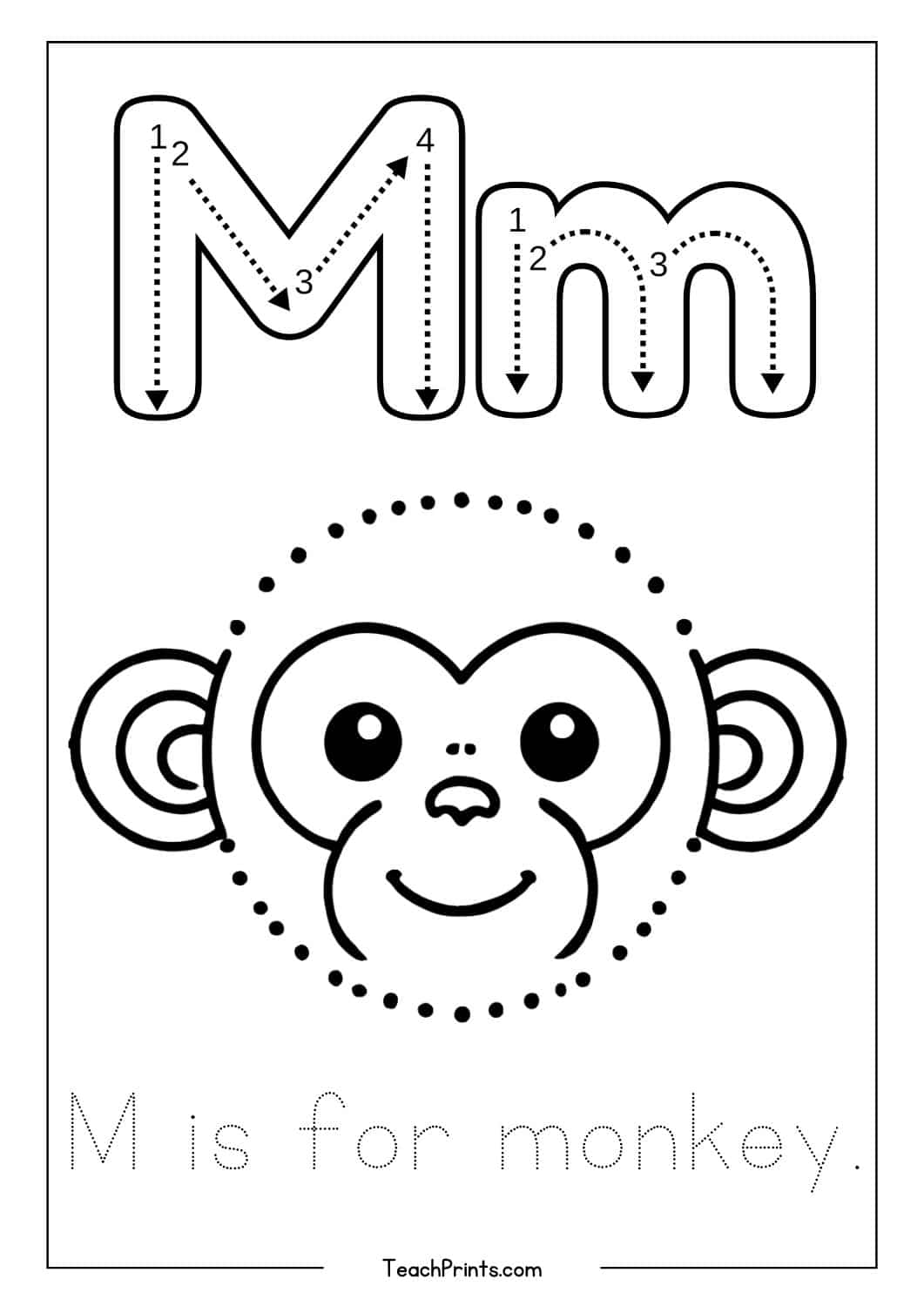 Letter M Tracing Worksheet - Free Printables - Teach Prints
