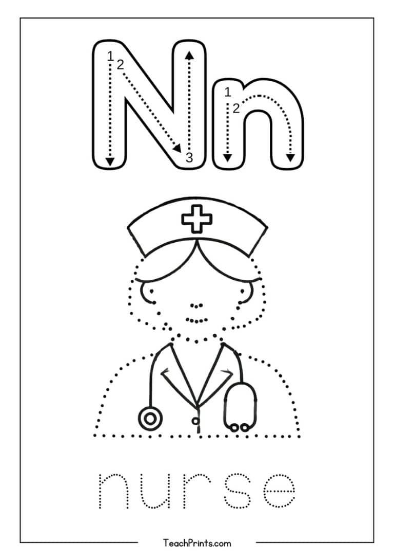 Letter N Tracing Worksheet - Free Printables - Teach Prints
