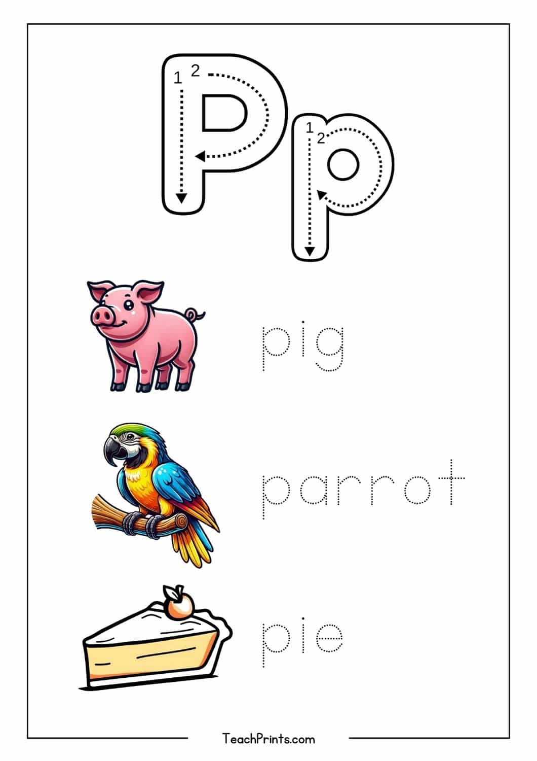 Letter P Tracing Worksheet - Free Printables - Teach Prints