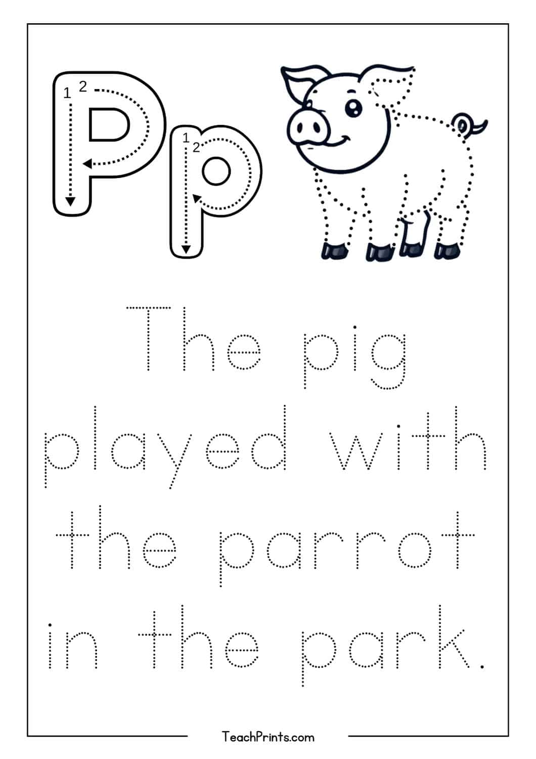 Letter P Tracing Worksheet - Free Printables - Teach Prints