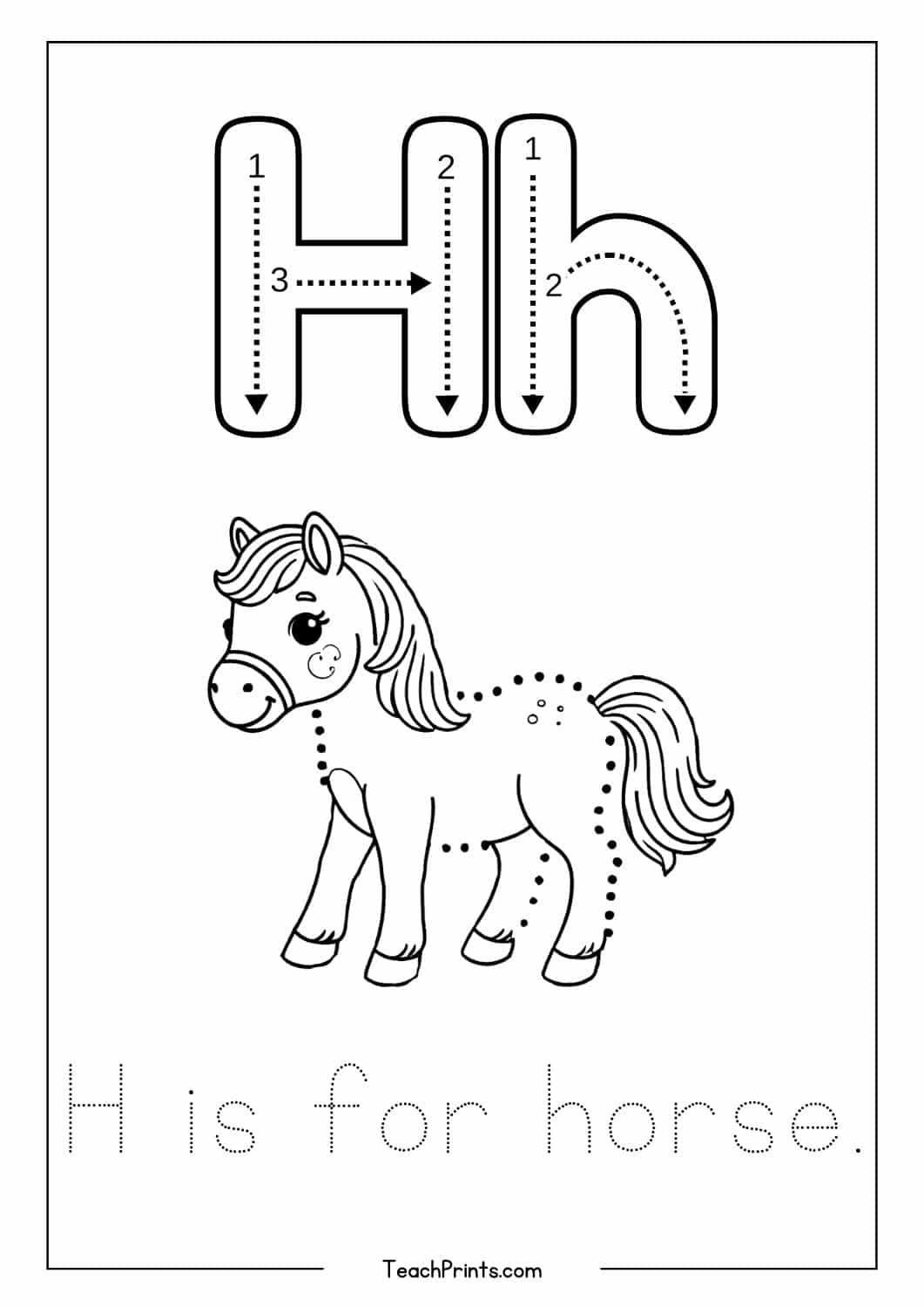 Letter H Tracing Worksheet - Free Printables - Teach Prints