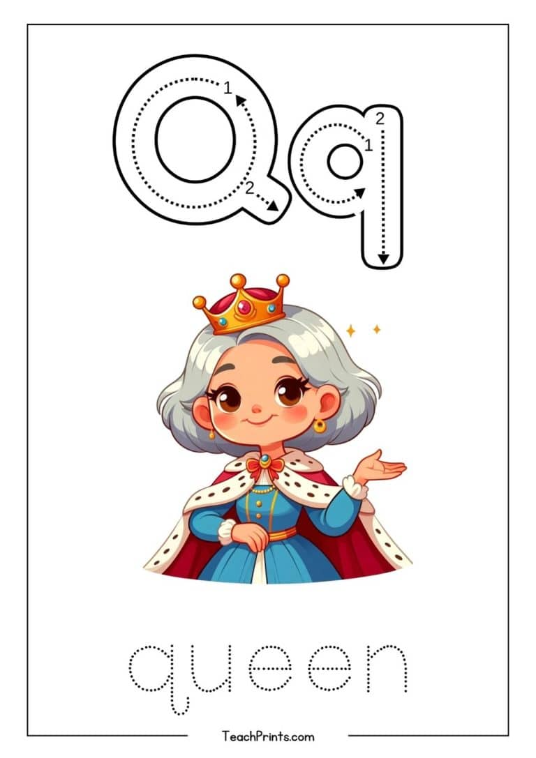 Letter Q Tracing Worksheet - Free Printables - Teach Prints