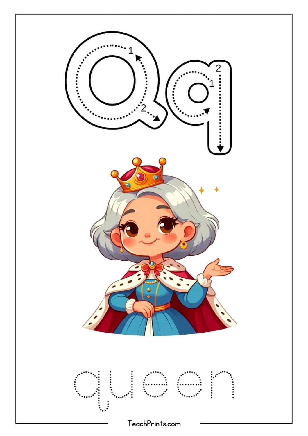 Letter Q Tracing Worksheet - Free Printables - Teach Prints
