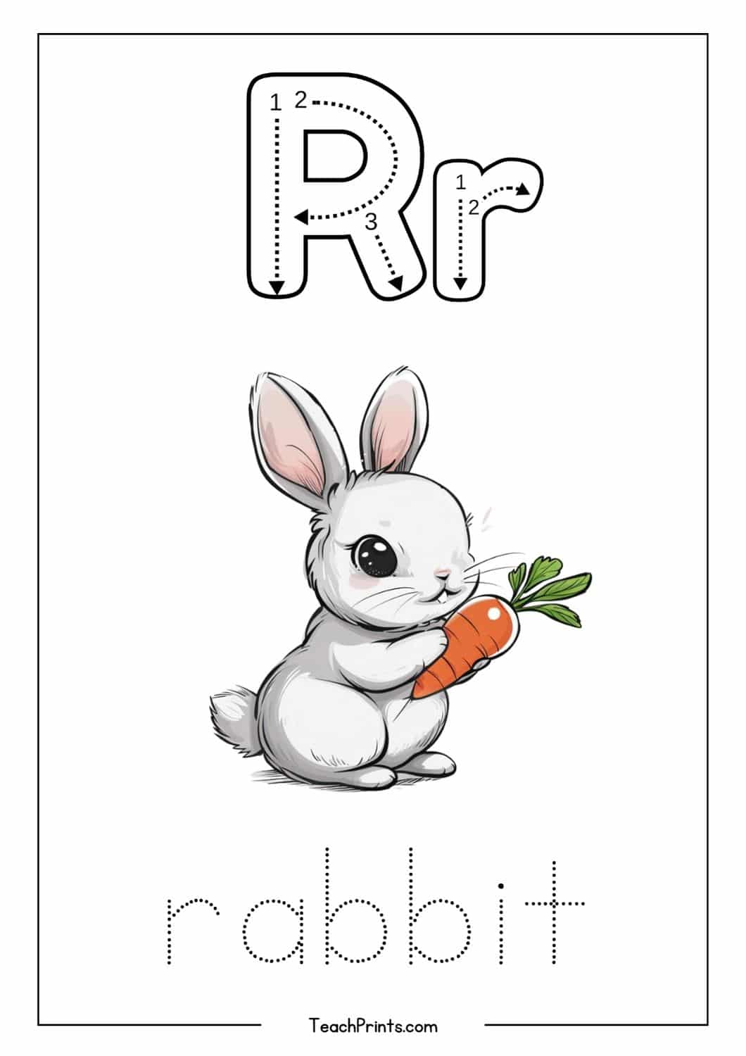 Letter R Tracing Worksheet - Free Printables - Teach Prints