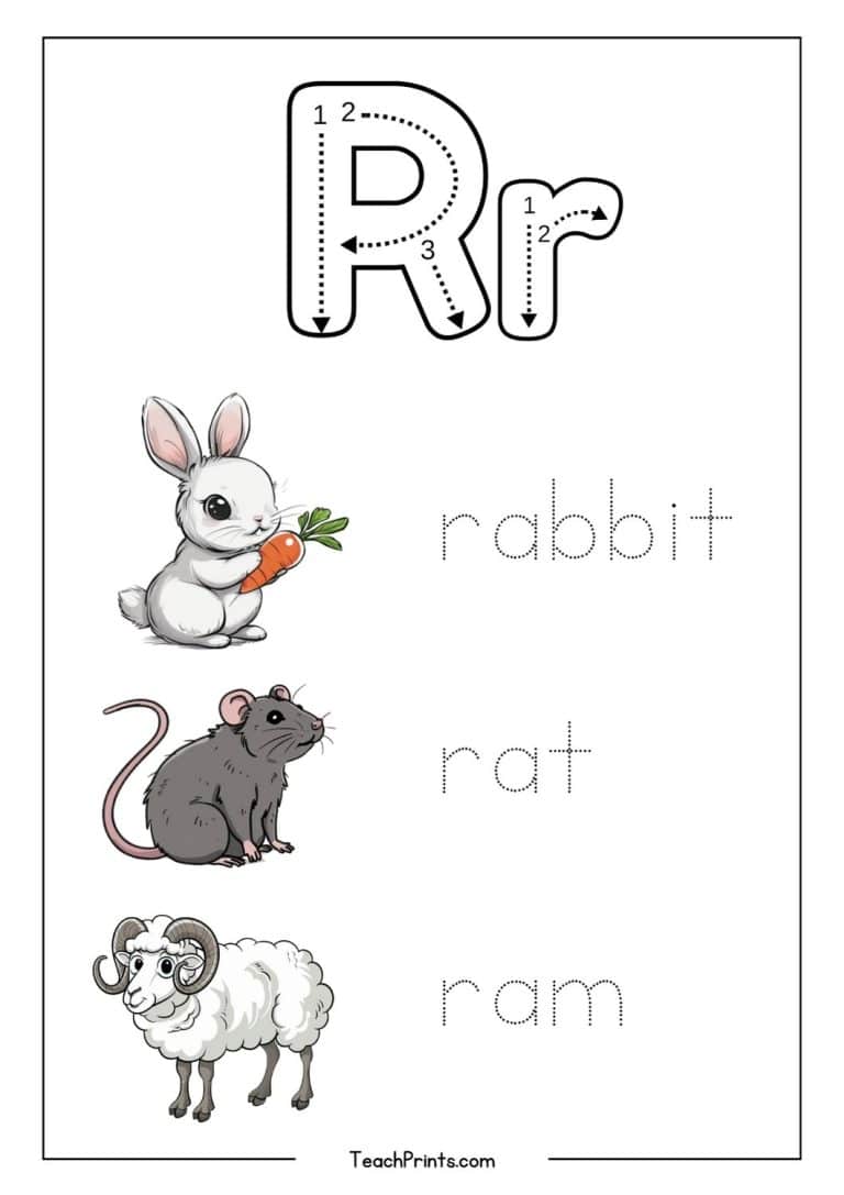 Letter R Tracing Worksheet - Free Printables - Teach Prints
