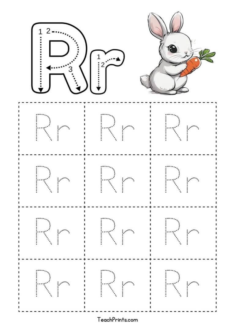 Letter R Tracing Worksheet - Free Printables - Teach Prints
