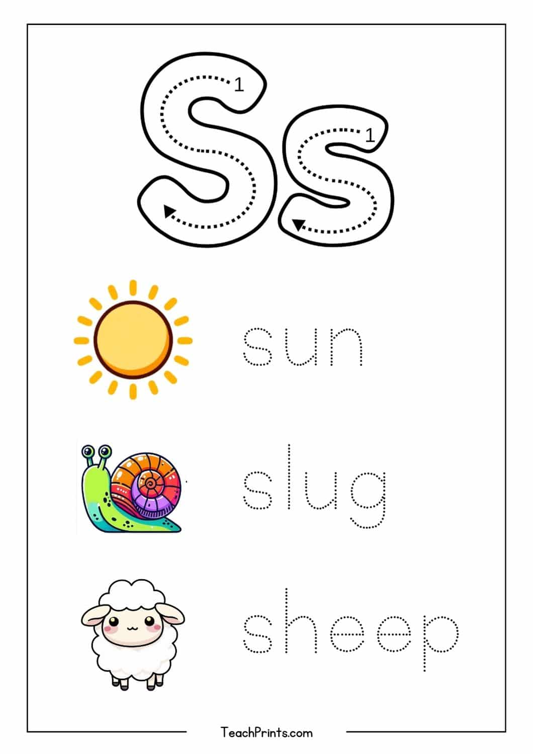Letter S Tracing Worksheet - Free Printables - Teach Prints