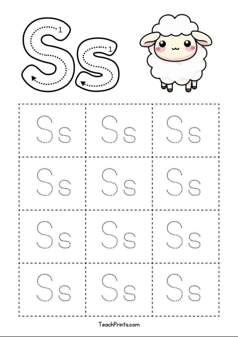 Letter S Tracing Worksheet - Free Printables - Teach Prints