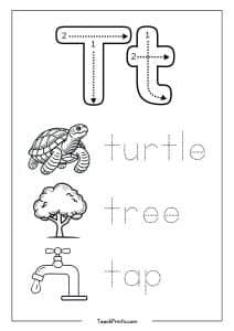 Letter T Tracing Worksheet - Free Printables - Teach Prints