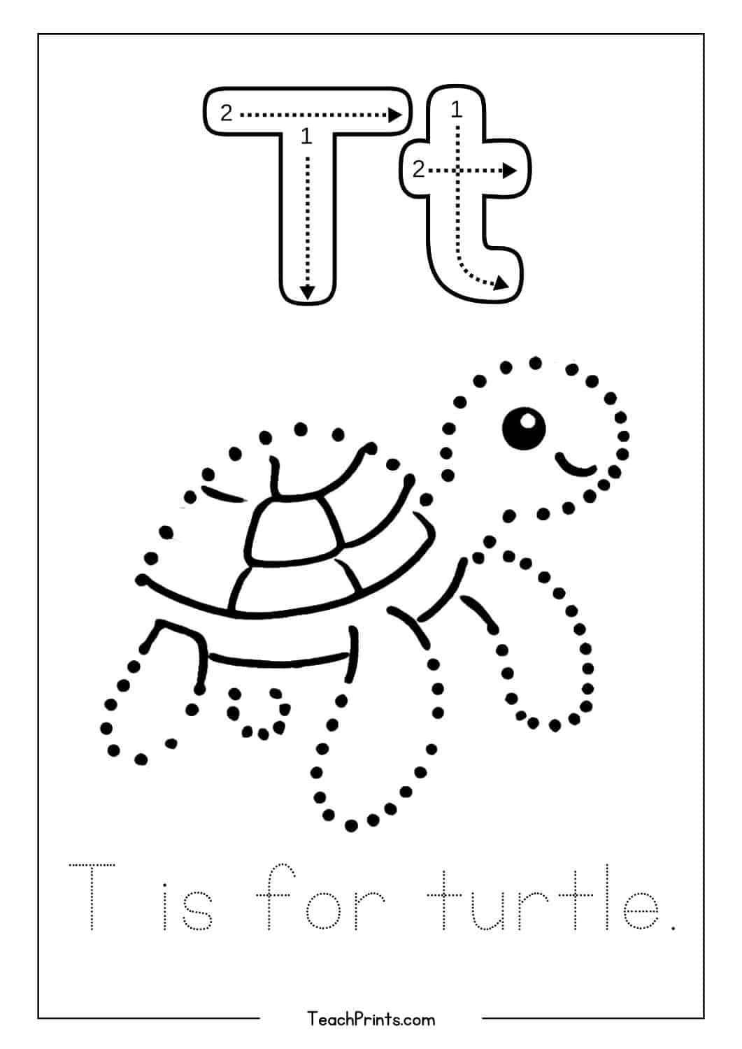 Letter T Tracing Worksheet - Free Printables - Teach Prints