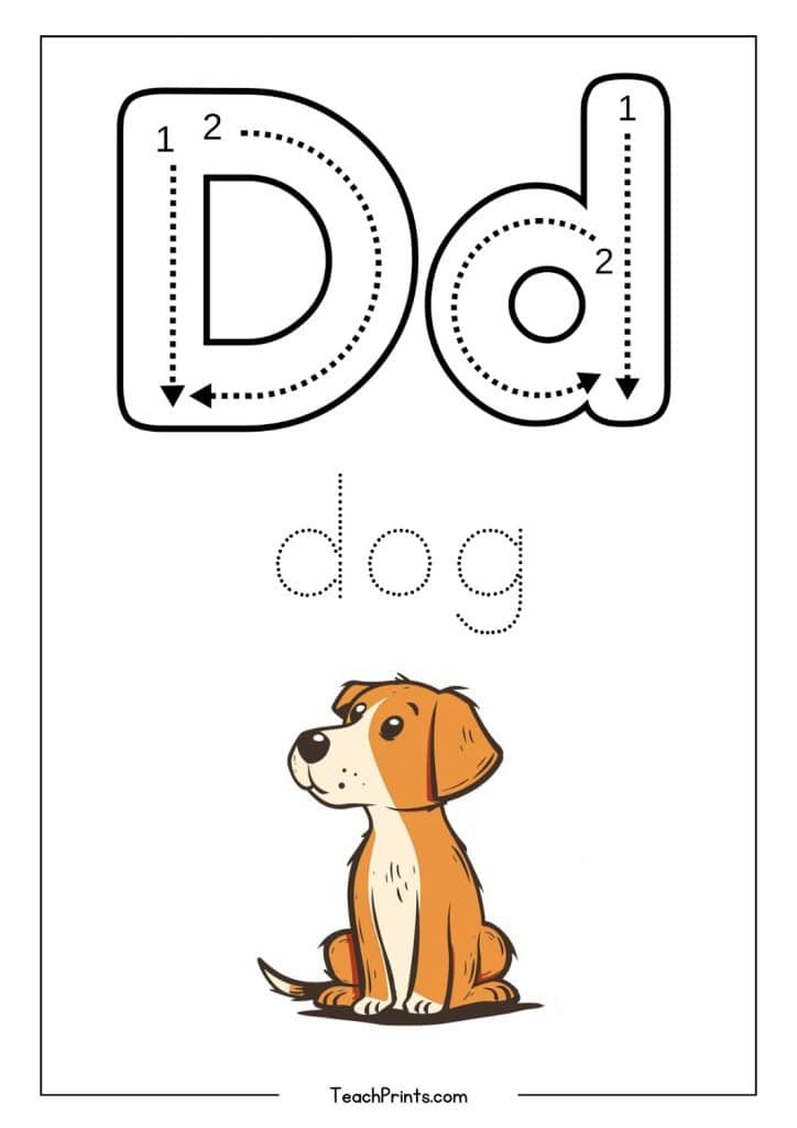 Letter D Tracing Worksheet - Free Printables - Teach Prints