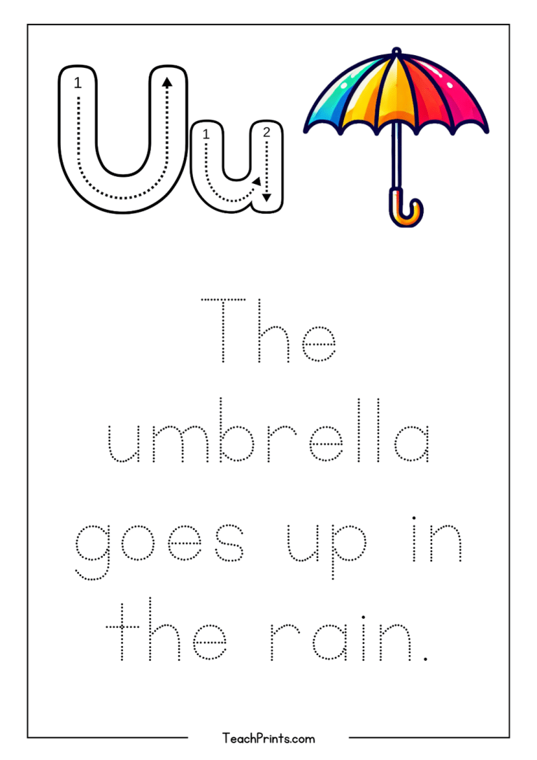 Letter U Tracing Worksheet - Free Printables - Teach Prints