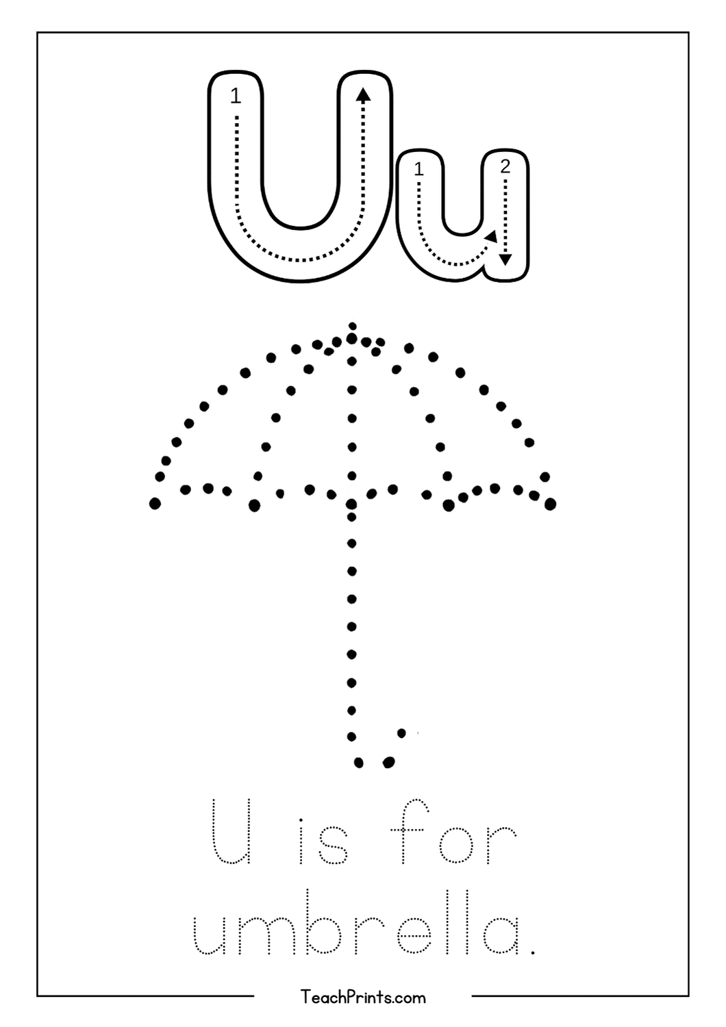 Letter U Tracing Worksheet - Free Printables - Teach Prints