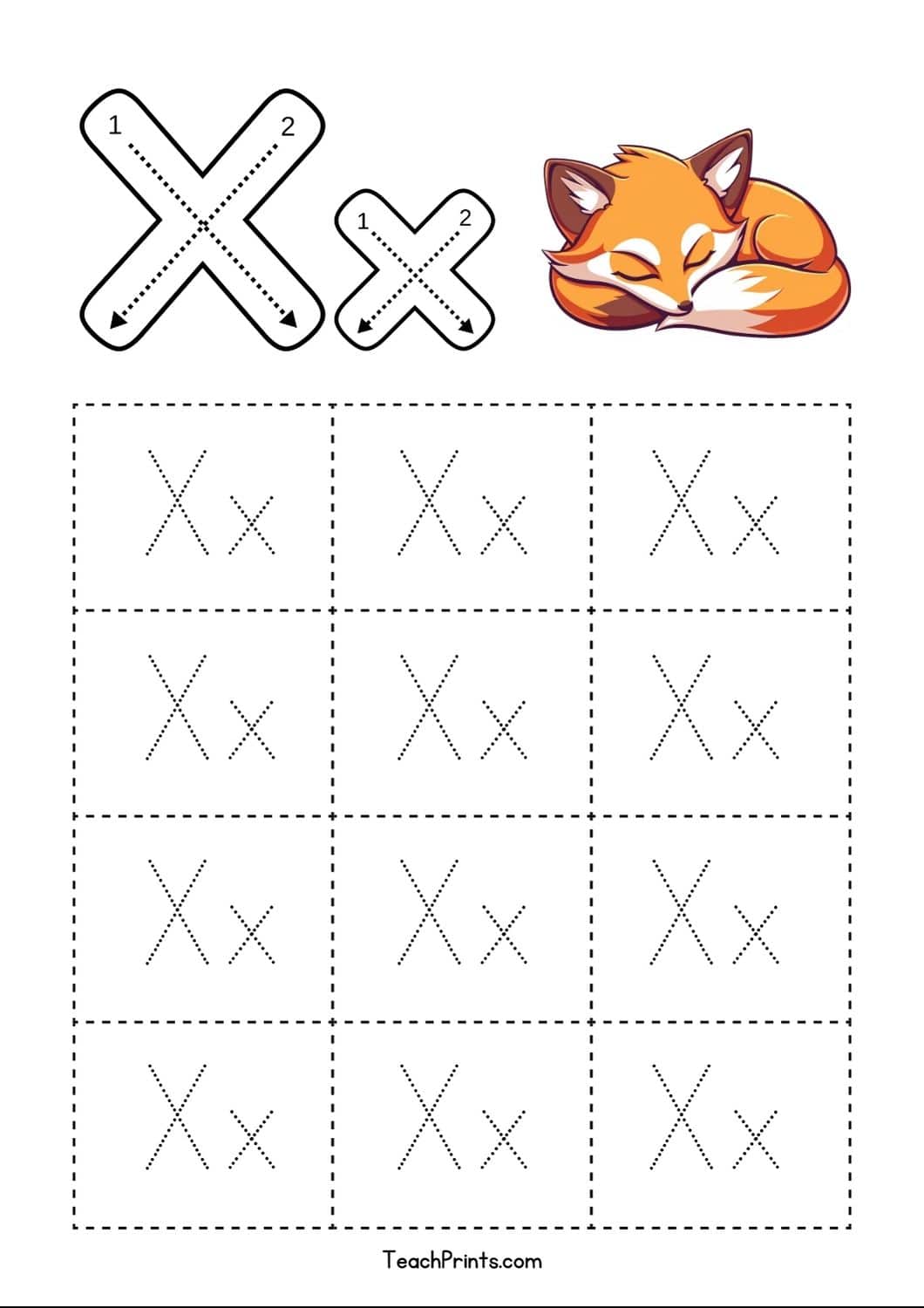 Letter X Tracing Worksheet - Free Printables - Teach Prints