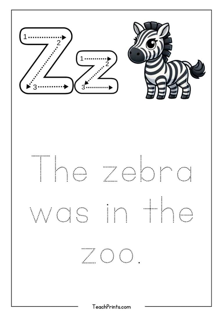 Letter Z Tracing Worksheet - Free Printables - Teach Prints