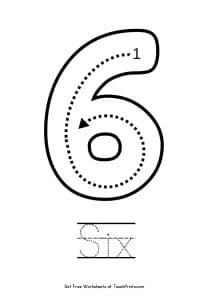 Number 6 Tracing Worksheets - Free Printables - Teach Prints