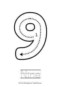 Number 9 Tracing Worksheets - Free Printables - Teach Prints