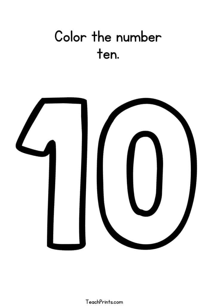 Number 10 Tracing Worksheets - Free Printables - Teach Prints