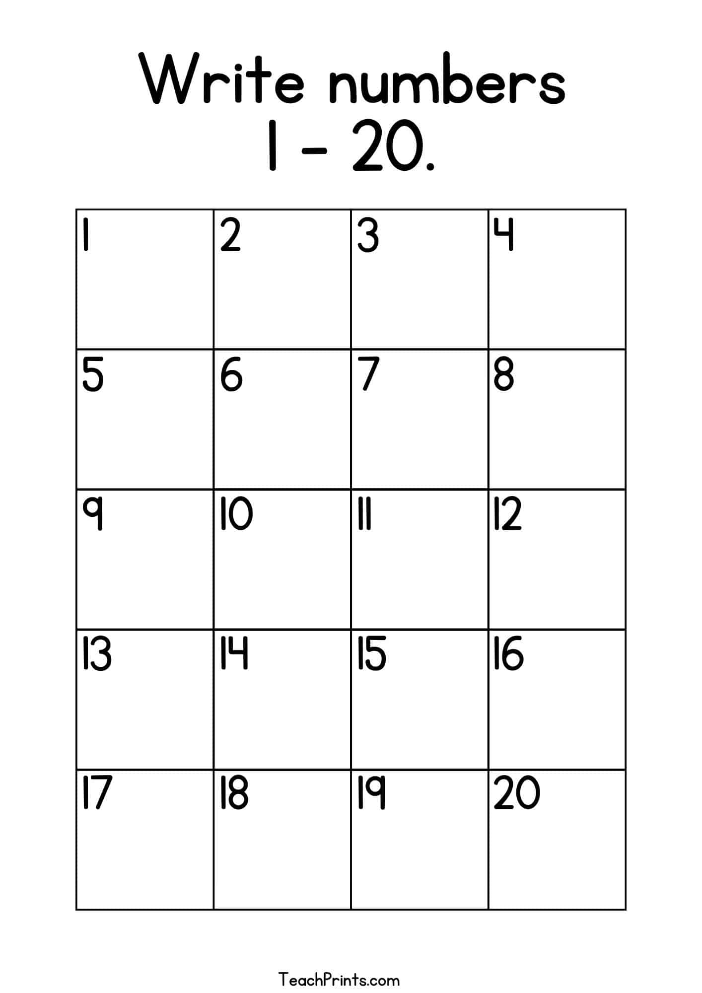 Numbers 1 20 Worksheets Numbers 1 20 Worksheets