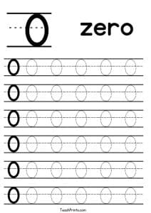 Number 0 Tracing Worksheets - Free Printables - Teach Prints