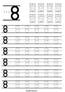 Number 8 Tracing Worksheets - Free Printables - Teach Prints