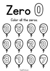 Number 0 Tracing Worksheets - Free Printables - Teach Prints