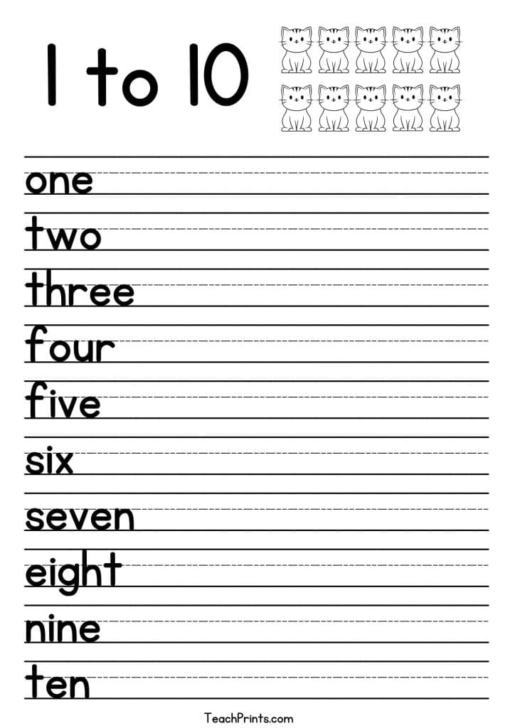 Tracing Numbers 1-10 Worksheets (Free Printable Pdfs) - Teach Prints
