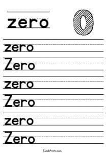 Number 0 Tracing Worksheets - Free Printables - Teach Prints