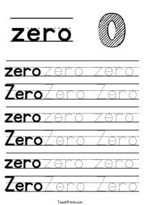Number 0 Tracing Worksheets - Free Printables - Teach Prints