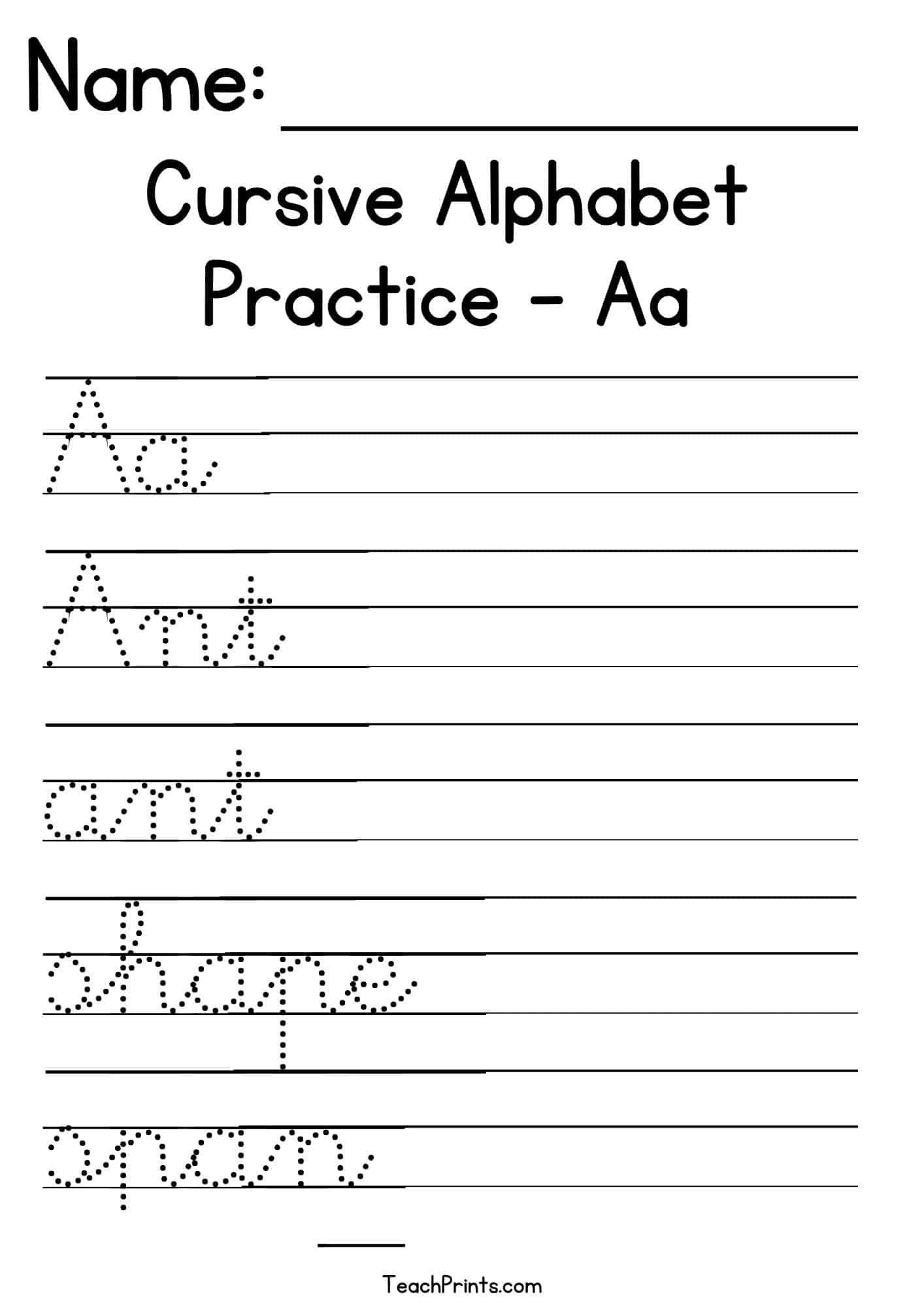 Cursive Alphabet Tracing Worksheets - Free Printables - Teach Prints