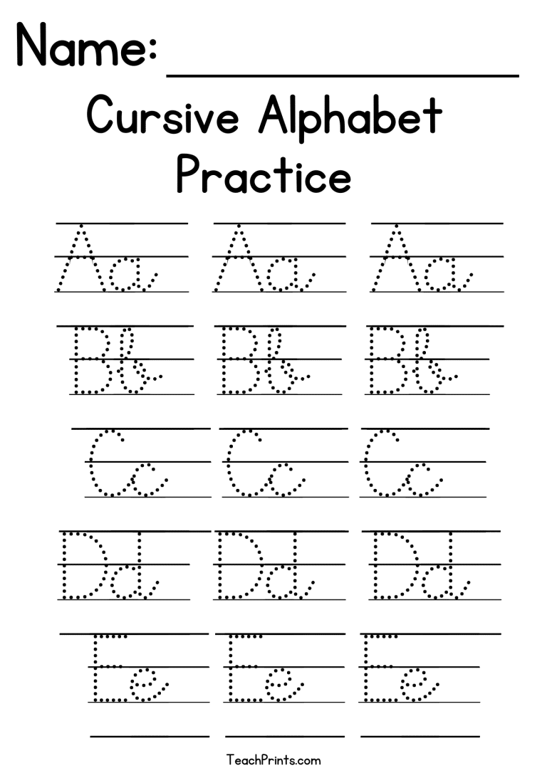 Cursive Alphabet Tracing Worksheets - Free Printables - Teach Prints