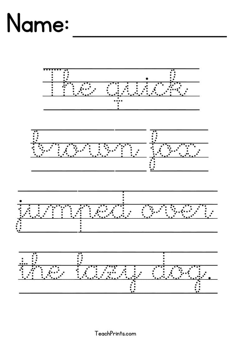 Cursive Alphabet Tracing Worksheets - Free Printables - Teach Prints