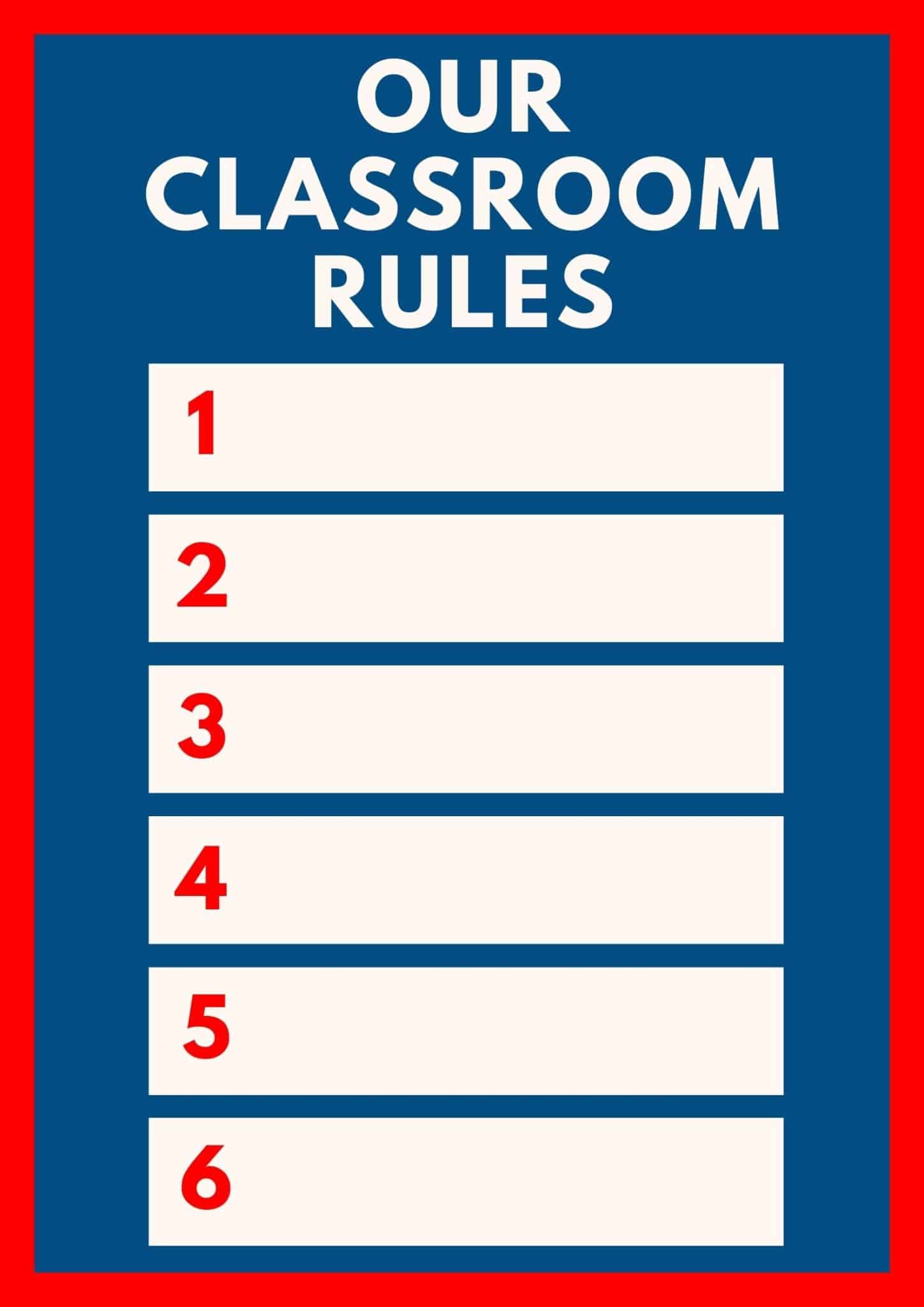10 Free Classroom Rules Charts (Printable & Customizable) - Teach Prints