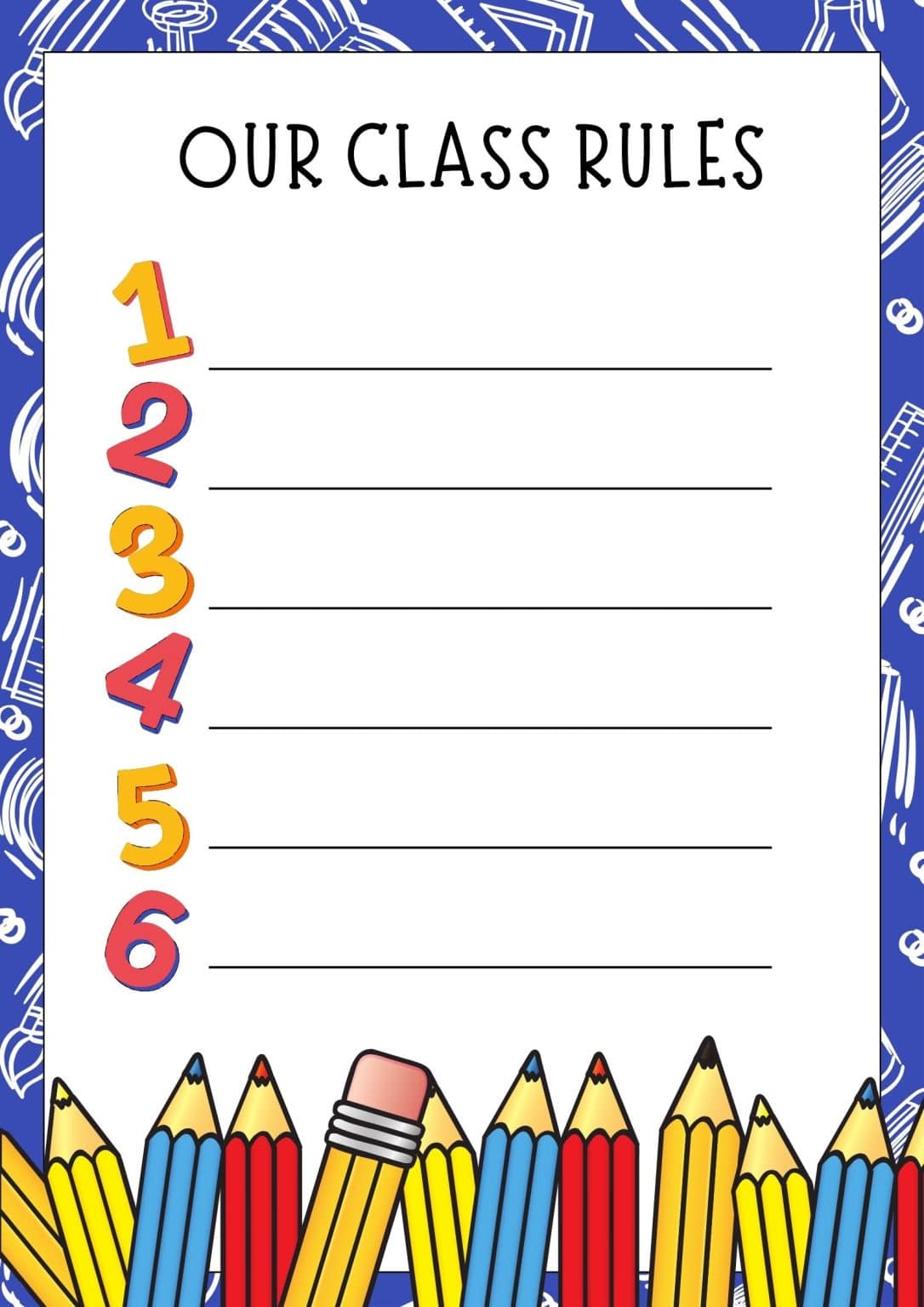 10 Free Classroom Rules Charts (Printable & Customizable) - Teach Prints