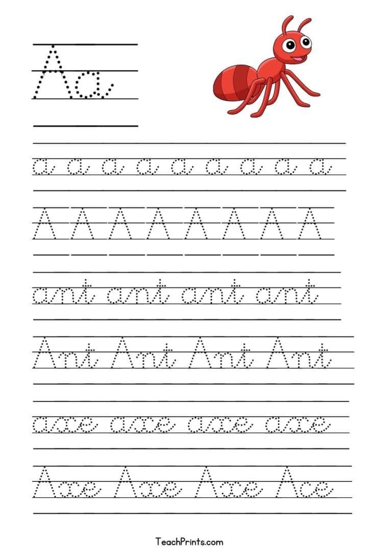 Cursive Letter Tracing Worksheets - Free A to Z Printables - Teach Prints