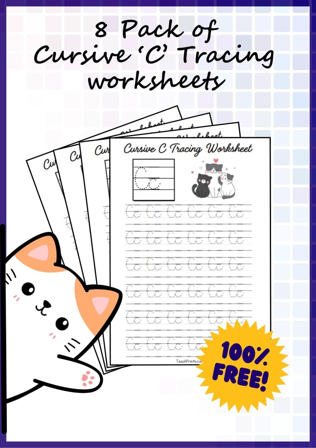10 Cursive C Tracing Worksheets - Free Printables - Teach Prints