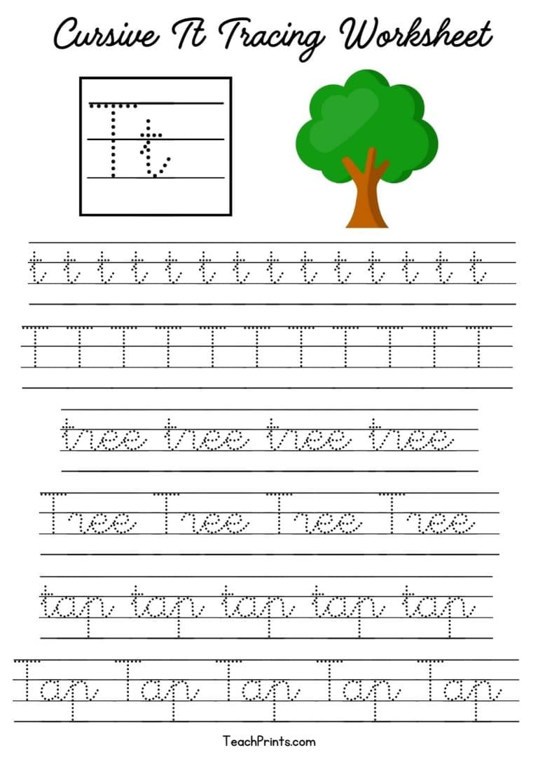 Cursive Letter Tracing Worksheets - Free A to Z Printables - Teach Prints