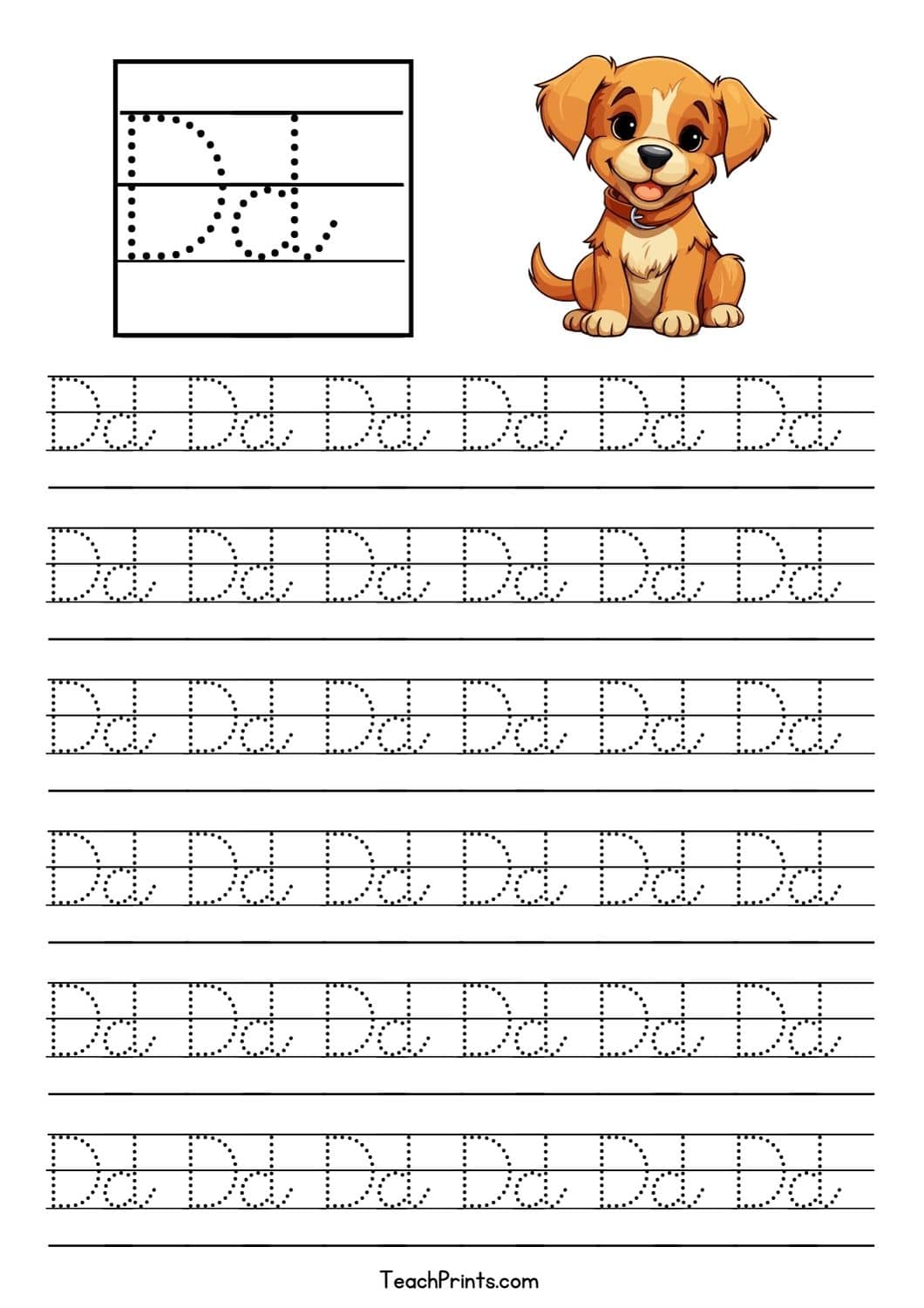 9 Cursive D Tracing Worksheets - Free Printables - Teach Prints