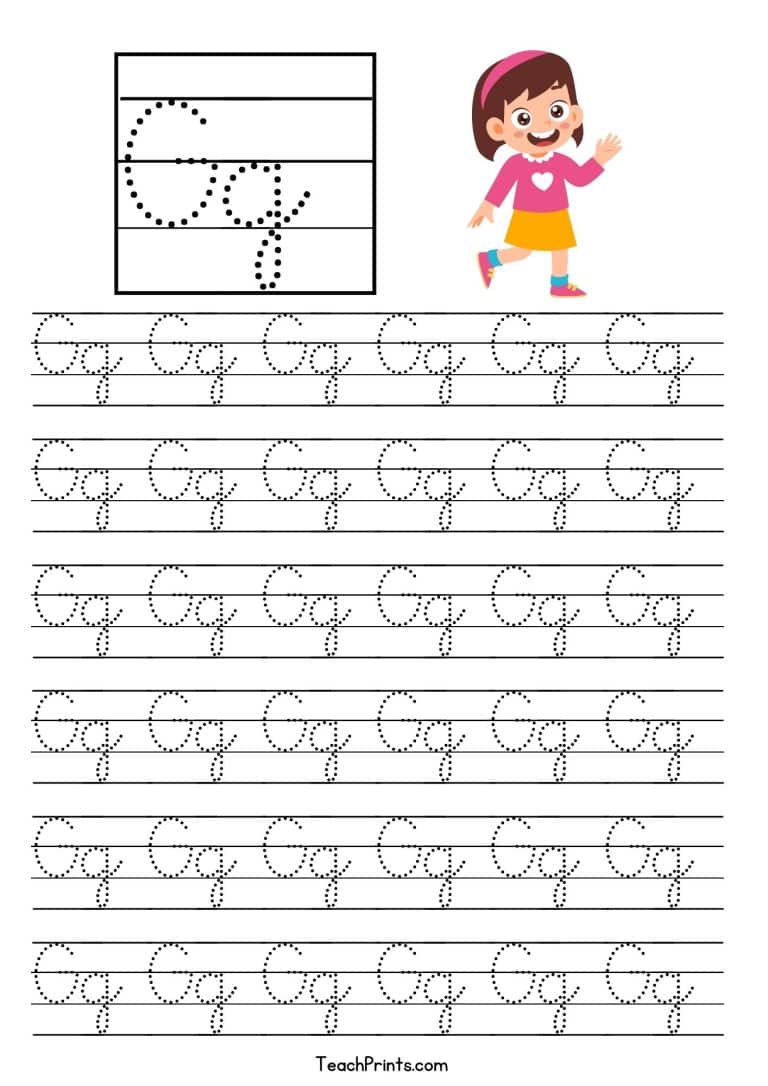9 Cursive G Tracing Worksheets - Free Printables - 🍎 Teach Prints