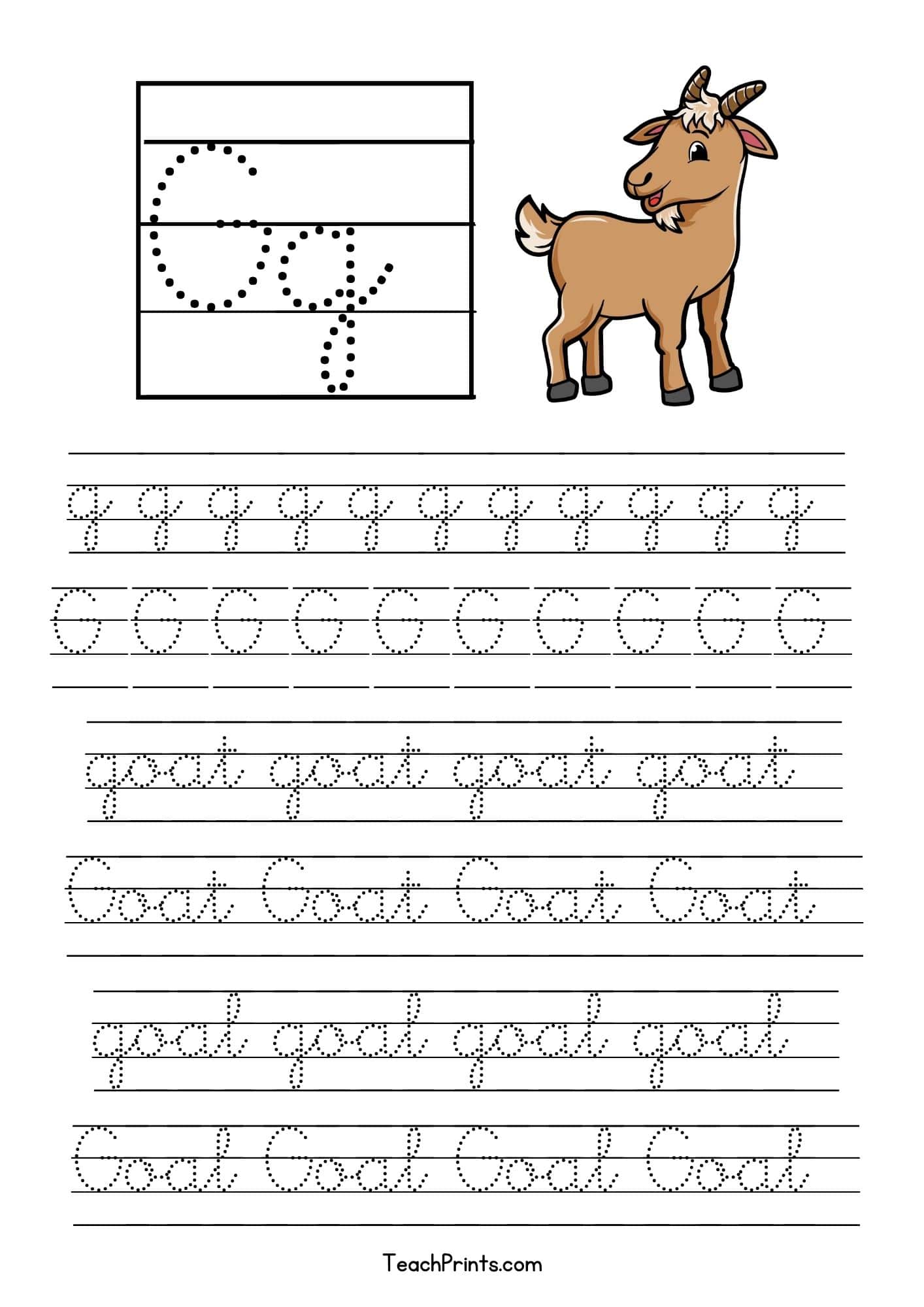 9 Cursive G Tracing Worksheets - Free Printables - Teach Prints