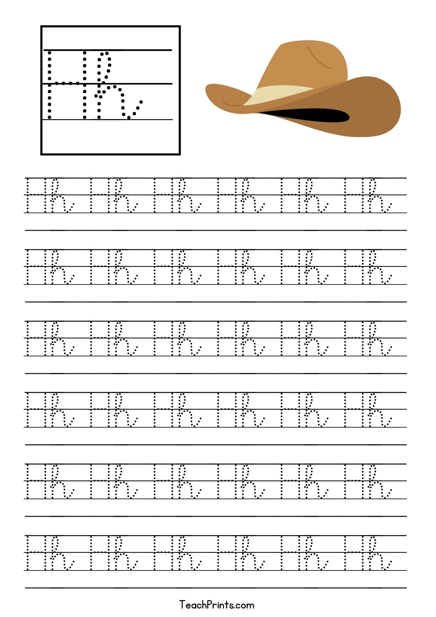 10 Cursive H Tracing Worksheets - Free Printables - Teach Prints