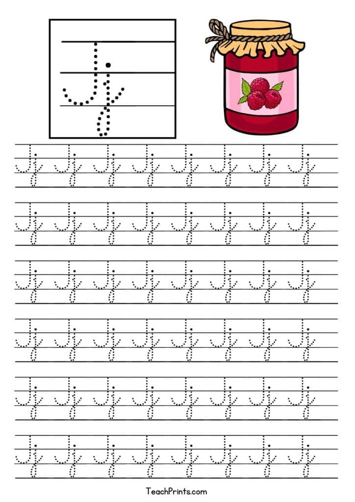 9 Cursive J Tracing Worksheets - Free Printables - 🍎 Teach Prints