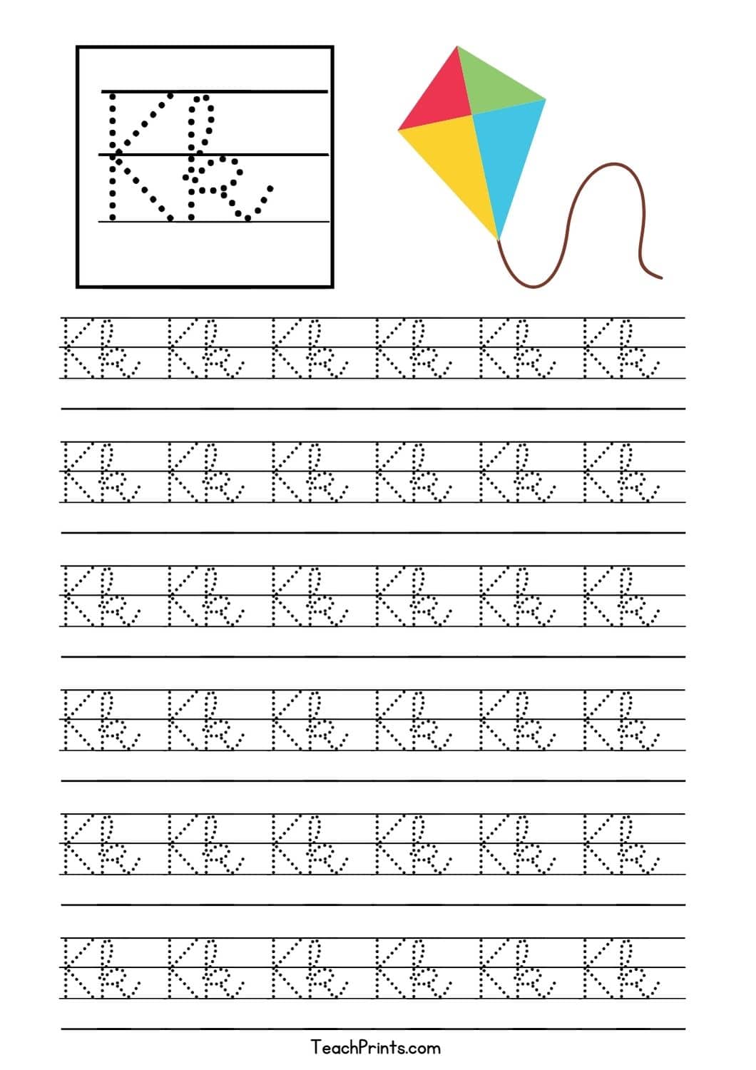 10 Cursive K Tracing Worksheets - Free Printables - Teach Prints