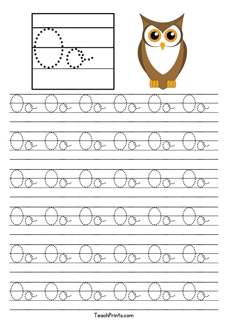 9 Cursive O Tracing Worksheets - Free Printables - Teach Prints