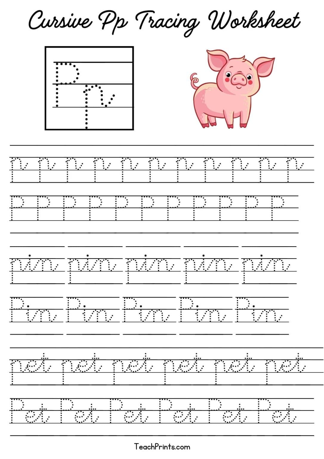 Cursive Letter Tracing Worksheets - Free A to Z Printables - Teach Prints