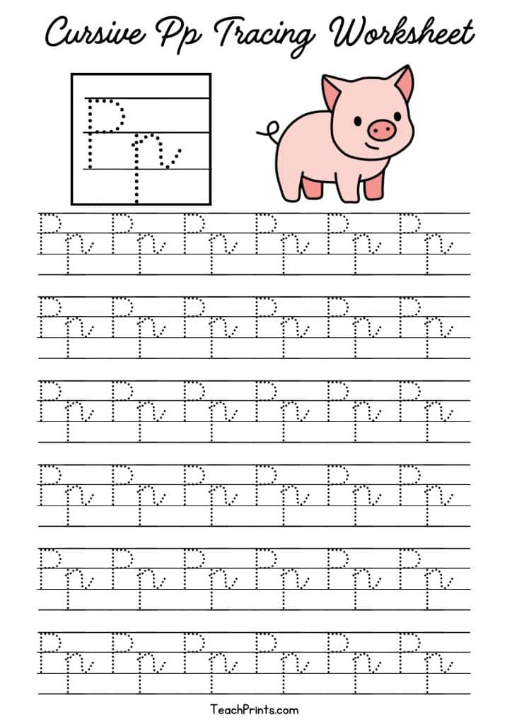 9 Cursive P Tracing Worksheets - Free Printables - Teach Prints