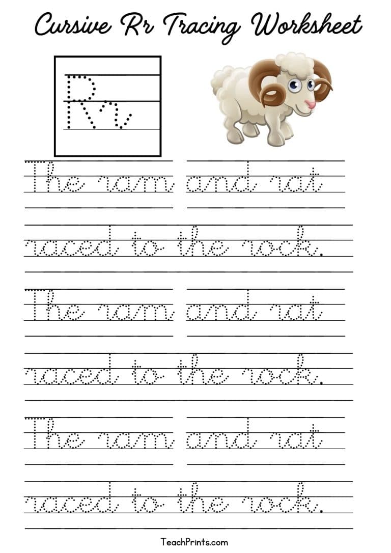 10 Cursive T Tracing Worksheets - Free Printables - Teach Prints