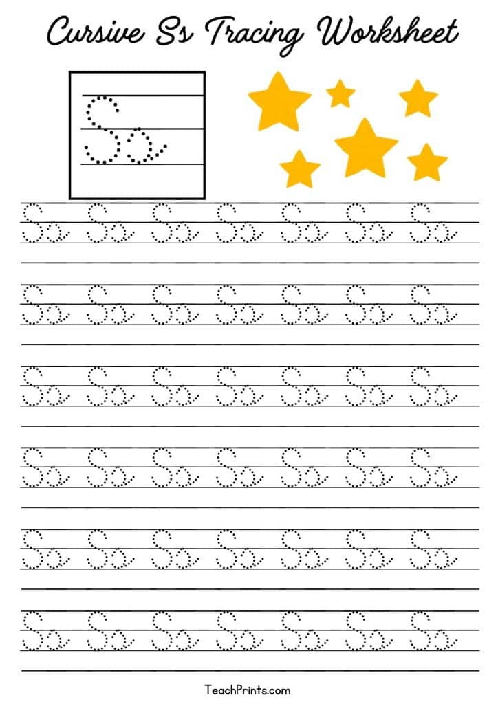 9 Cursive S Tracing Worksheets - Free Printables - Teach Prints