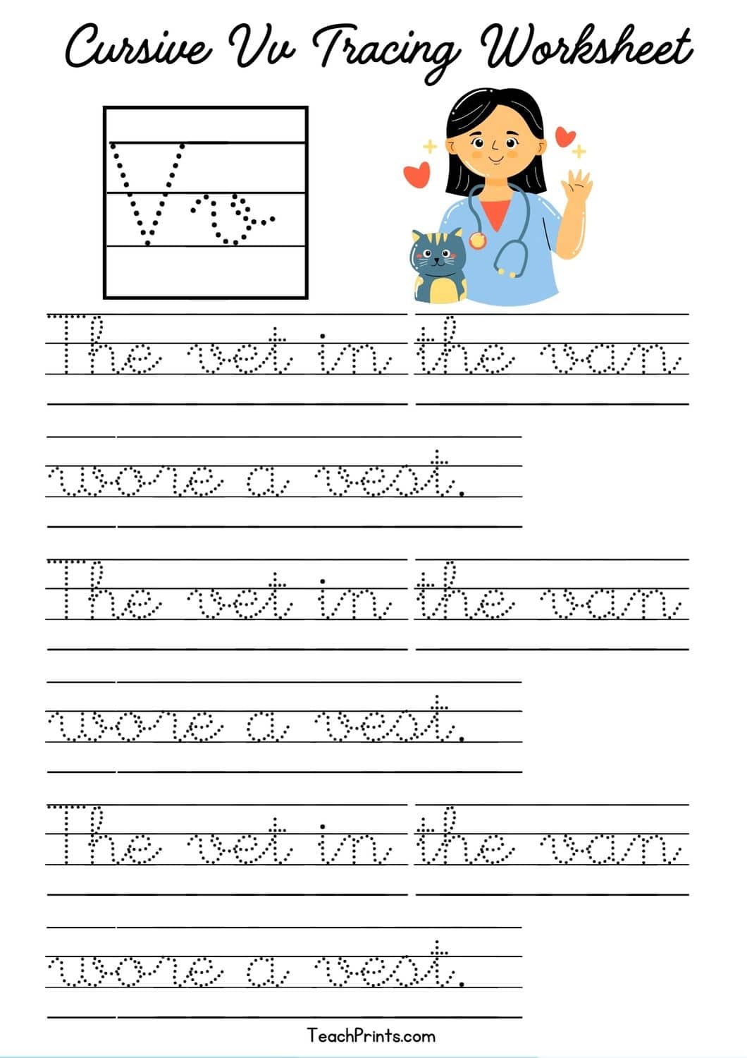 9 Cursive Y Tracing Worksheets - Free Printables - Teach Prints