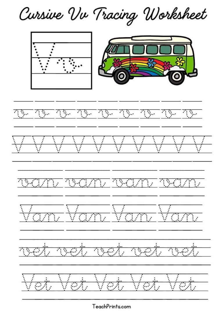 Cursive Letter Tracing Worksheets - Free A to Z Printables - Teach Prints